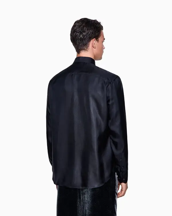 Giorgio Armani Regular-fit Shirt In Silk Twill - Black