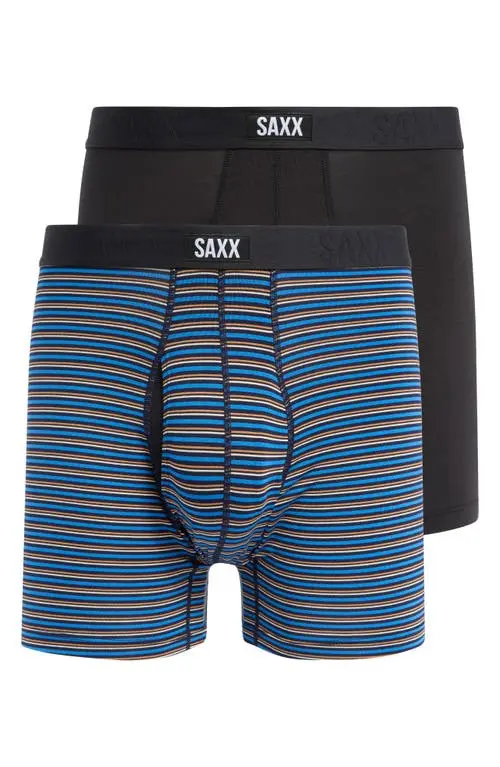 SAXX Assorted 2-pack Vibe Xtra Soft Comfort Boxer Briefs - Railroad Stripe/black