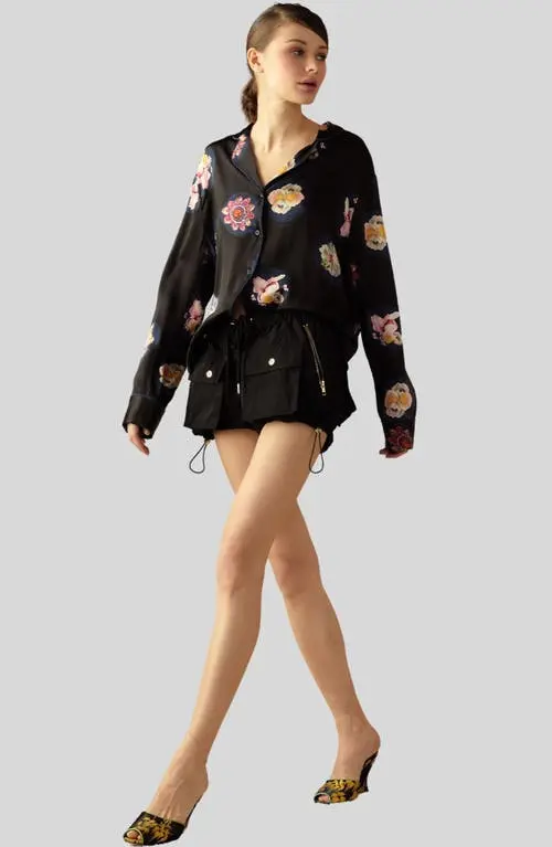 Cynthia Rowley Nylon Cargo Bloomer Shorts - Black