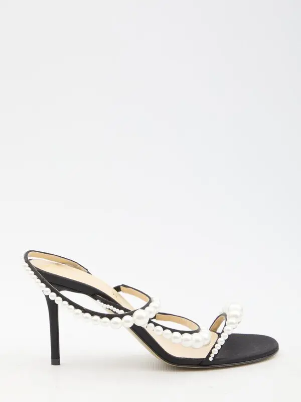 Mach & Mach Sirene Pearl Embellished Sandals - Black