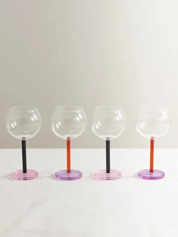 SOPHIE LOU JACOBSEN Bilboquet Set Of Four Wine Glasses - Neutrals