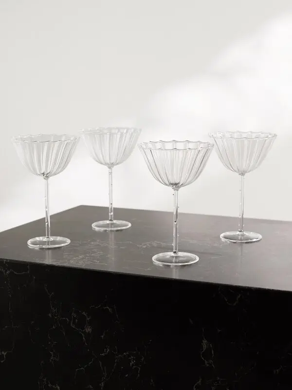 SOPHIE LOU JACOBSEN Cosmo Set Of Four Fluted Glass Champagne Coupes - Neutrals
