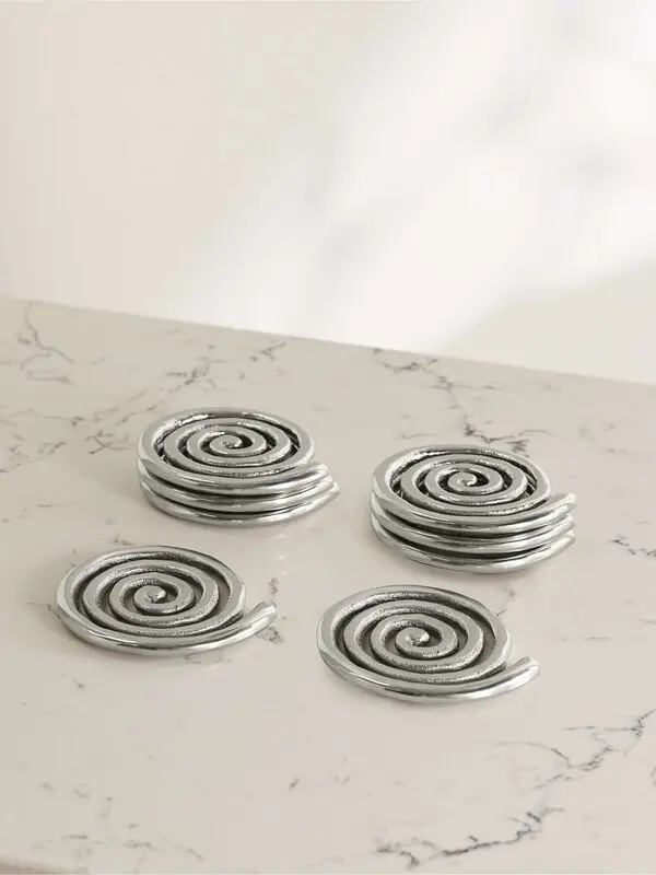 SOPHIE LOU JACOBSEN Etagere Spiral Set Of Eight Nickel-plated Coasters - Silver