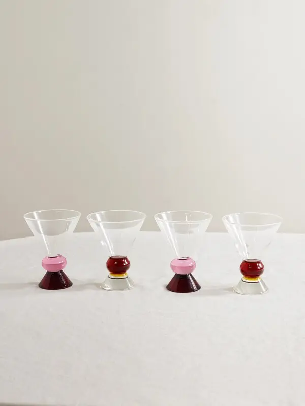 SOPHIE LOU JACOBSEN Ghia Totem Set Of Four Glass Cups - Neutrals
