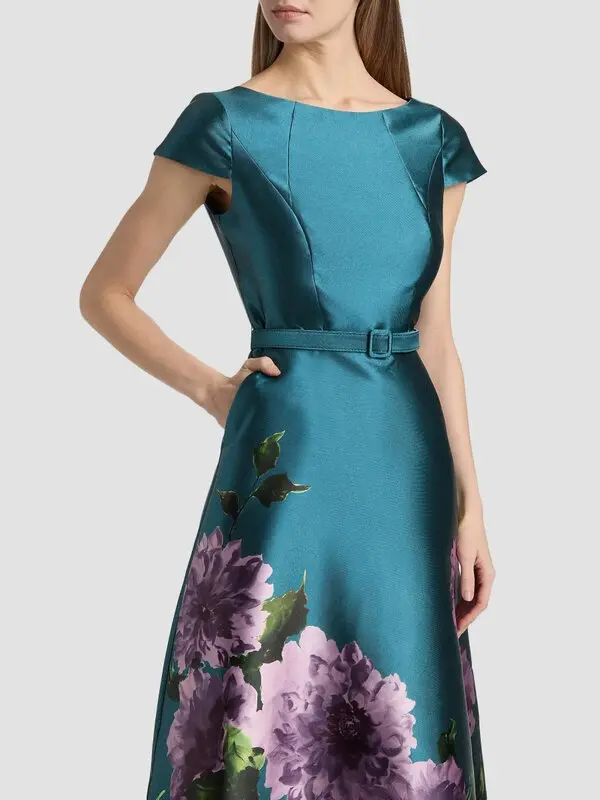 KAY UNGER Ina Peony Mikado Cocktail Dress