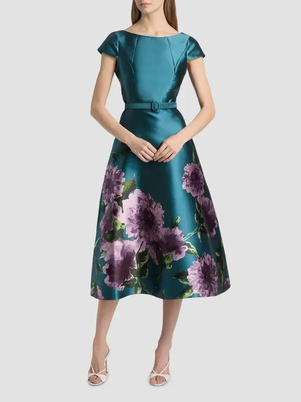KAY UNGER Ina Peony Mikado Cocktail Dress