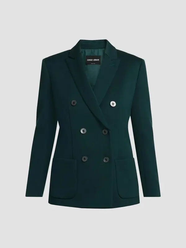 Giorgio Armani Stretch Wool Double-breasted Jacket - Emerald