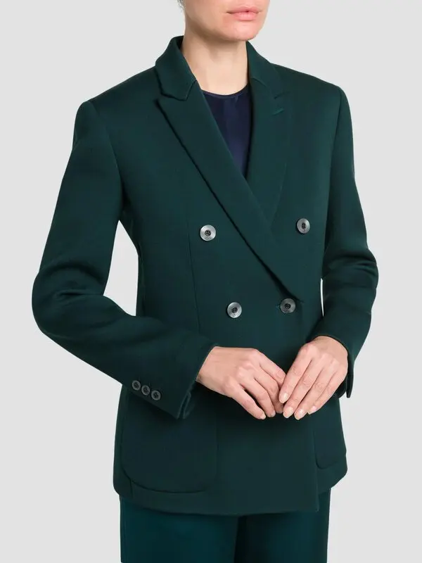 Giorgio Armani Stretch Wool Double-breasted Jacket - Emerald