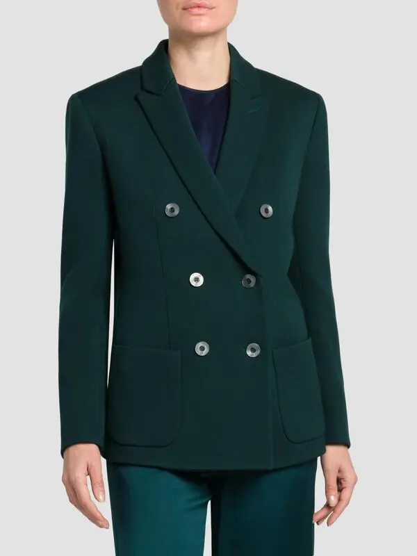 Giorgio Armani Stretch Wool Double-breasted Jacket - Emerald