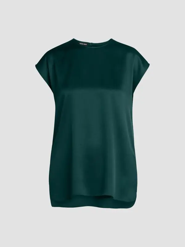 Giorgio Armani Silk Satin Cap-sleeve Top - Forest