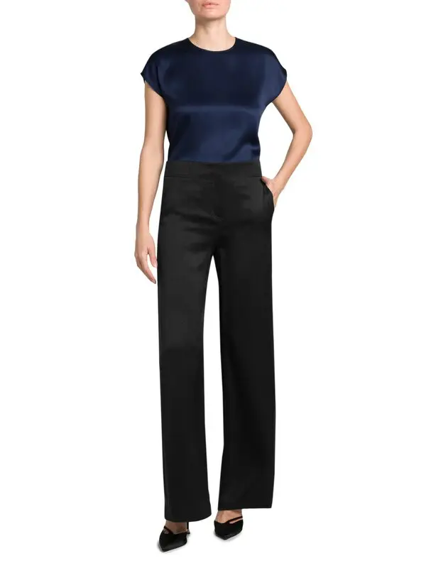 Giorgio Armani Silk Satin Cap-sleeve Top - Forest