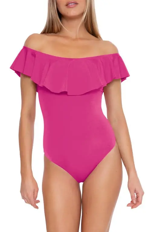 Trina Turk Monaco Off-the-shoulder Ruffle One-piece Swimsuit - Pink