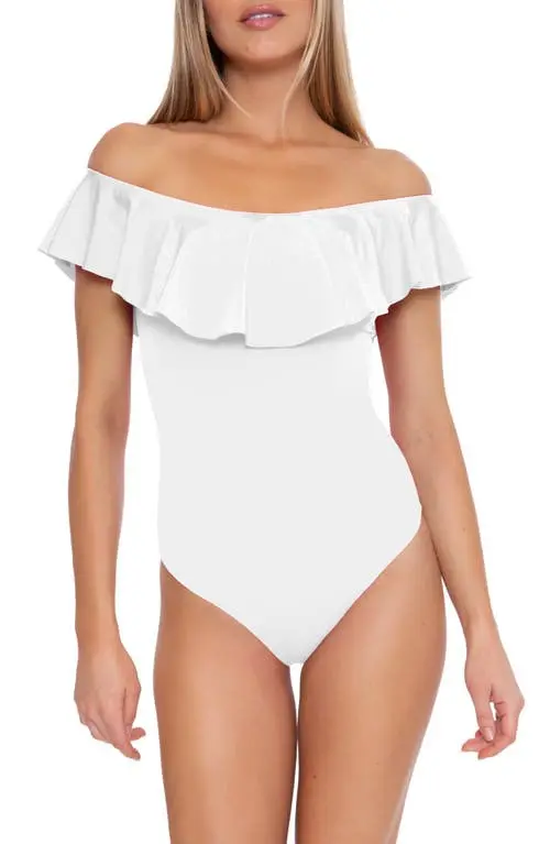 Trina Turk Monaco Off-the-shoulder Ruffle One-piece Swimsuit - White