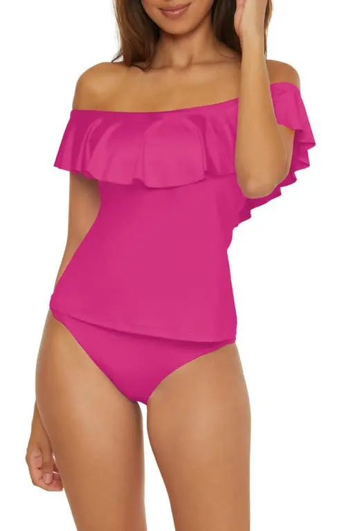 Trina Turk Monaco Ruffle Off-the-shoulder Tankini Top - Pink