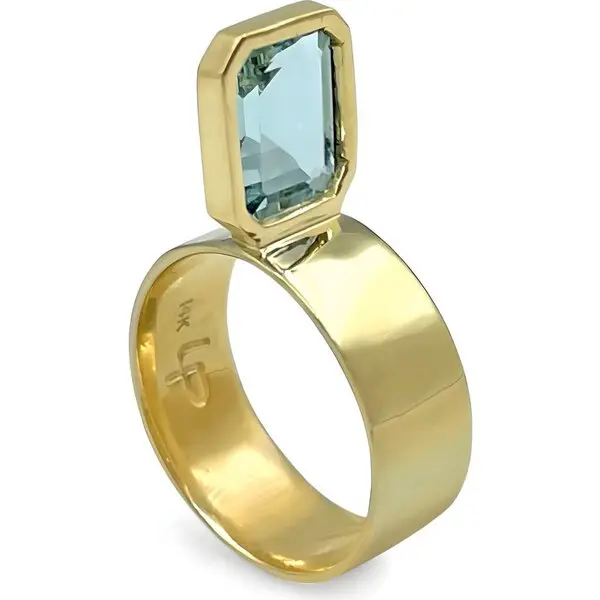 LESLIE PAIGE Emerald-cut Aquamarine Ring - 14k Yellow Gold/aquamarine