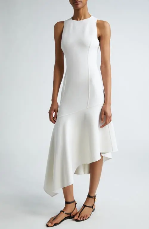 Michael Kors Asymmetric Draped Dress | Sleeveless, Wool Blend - Neutrals