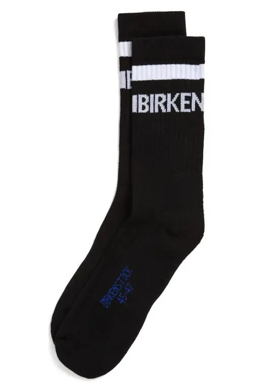BIRKENSTOCK Stripe Logo Crew Socks - Black/ White