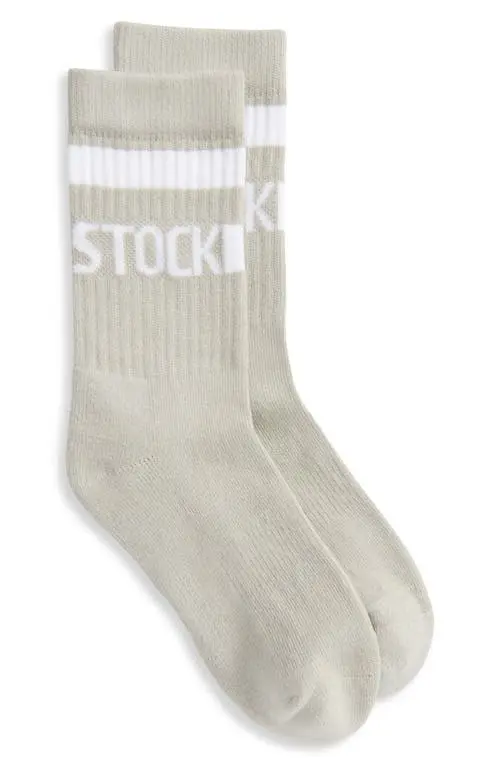 BIRKENSTOCK Stripe Logo Crew Socks - Light Gray/ White