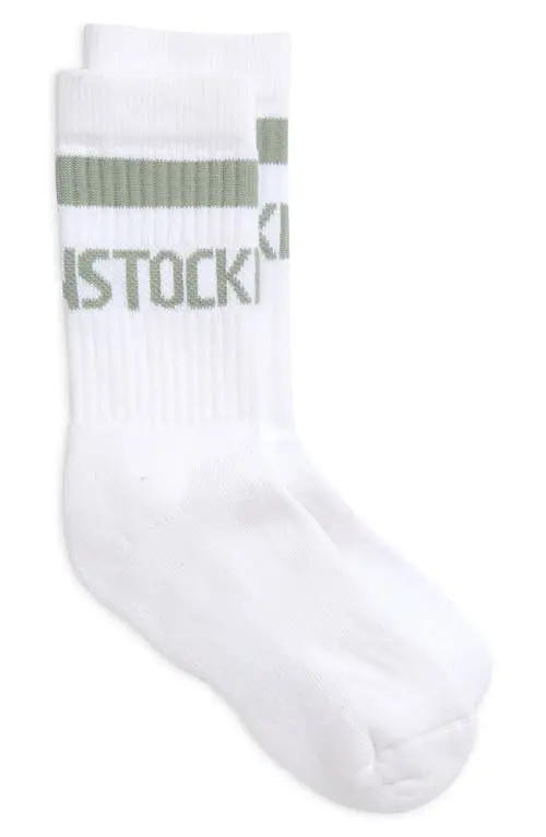 BIRKENSTOCK Stripe Logo Crew Socks - White/ Pure Sage