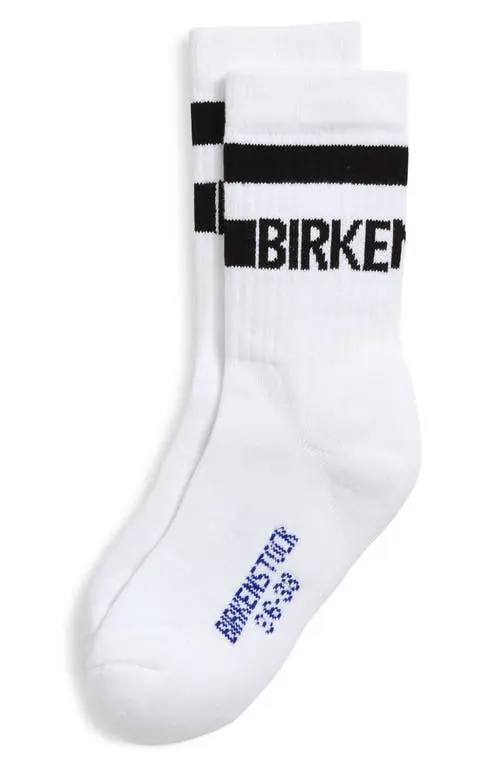 BIRKENSTOCK Stripe Logo Crew Socks - White/black