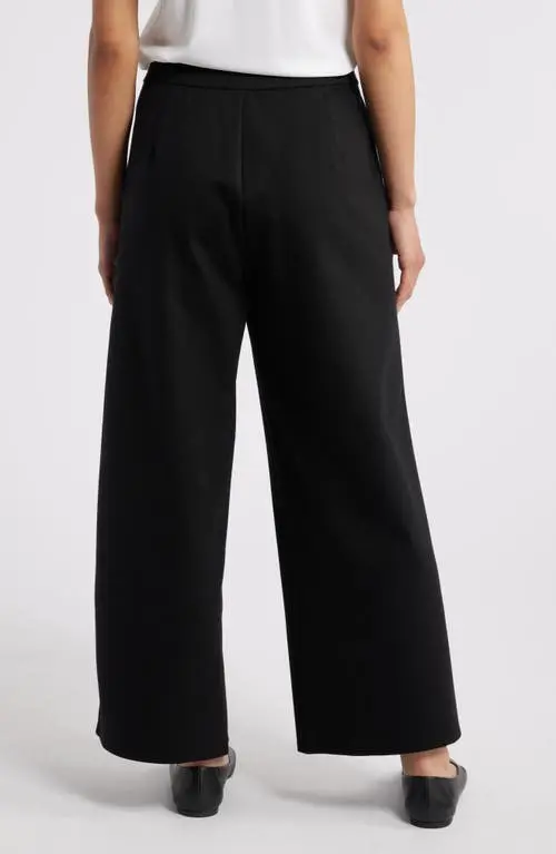 Eileen Fisher Ankle Length Wide Leg Pants - Black