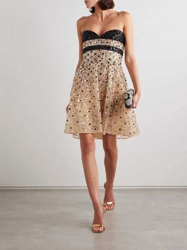 Elie Saab Strapless Embellished Tulle Mini Dress In Neutrals - 70% Off |  Editorialist