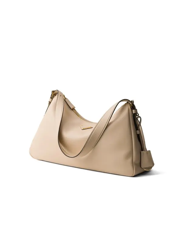 Prada Aimée Large Leather Shoulder Bag - Neutral