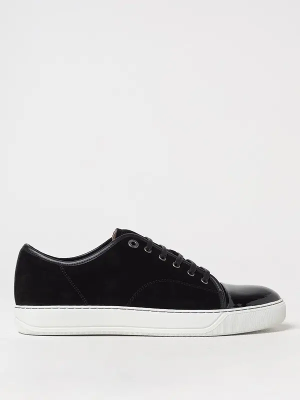 LANVIN Lace-up Sneakers With Patent Cap Toe - Black