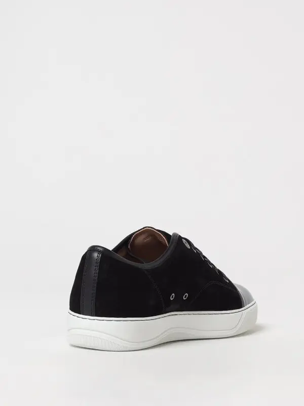 LANVIN Suede Low Top Trainers With Patent Leather Toe - Black