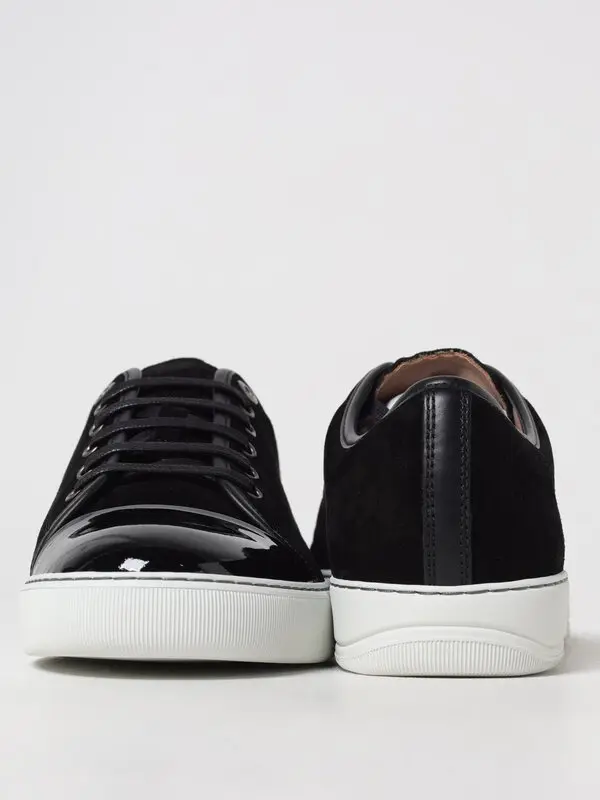 LANVIN Suede Low Top Trainers With Patent Leather Toe - Black