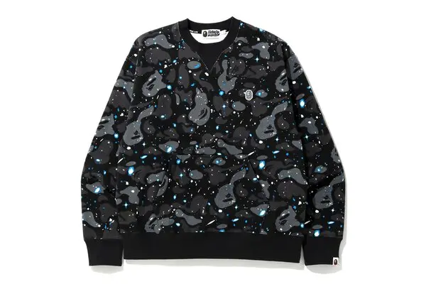 A BATHING APE Relaxed Space Camo Crewneck Sweatshirt - Black
