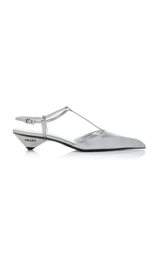 Prada Metallic Leather T-strap Pumps