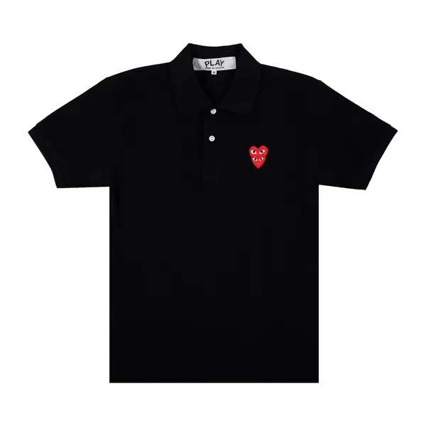 Play Comme Des Garcon Heart Logo Polo - Black