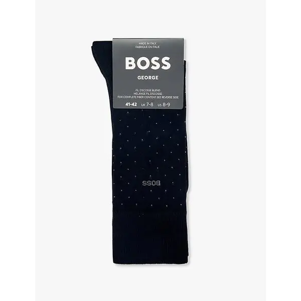 BOSS Dotted Cotton-blend Crew Socks - Black