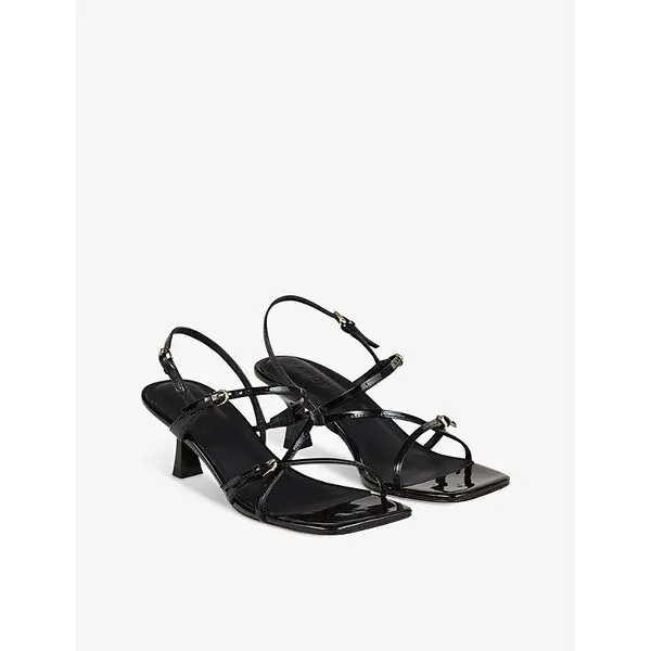 Sandro Strappy Square-toe Leather Heeled Sandals - Noir / Gris