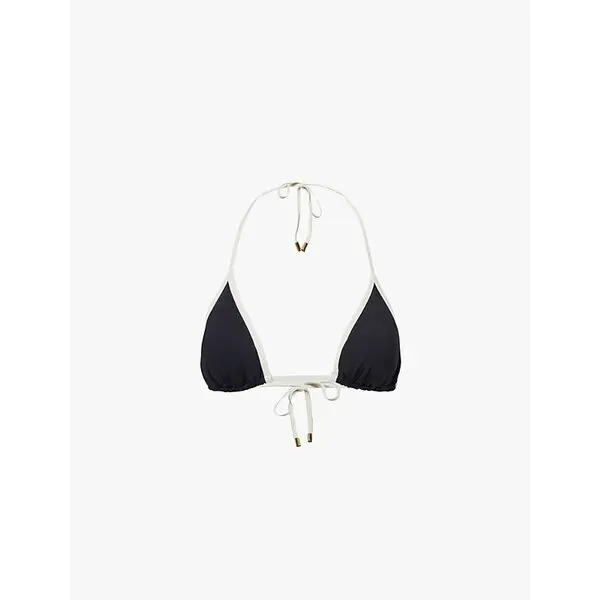 Monday Swimwear Palma Triangle Bikini Top - Black/ivory Rec