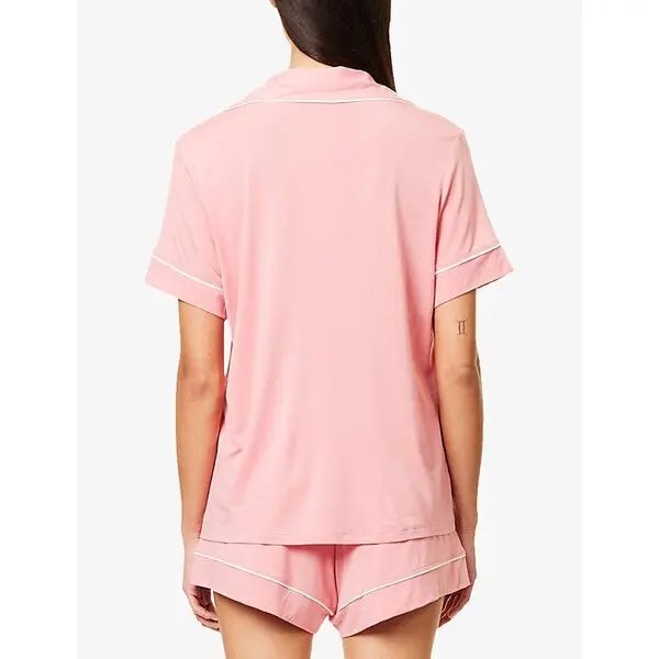 Eberjey Gisele Piped-trim Stretch-jersey Pyjamas - Sunkissed Coral/ivory