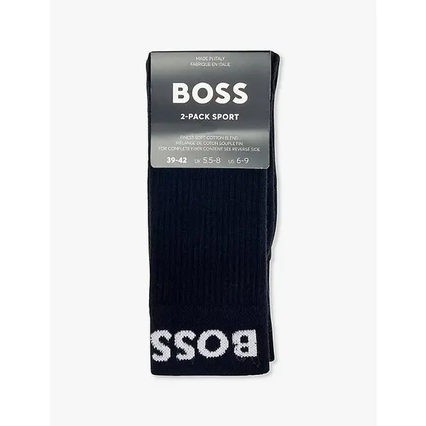 BOSS Branded Cotton-blend Socks Pack - Black