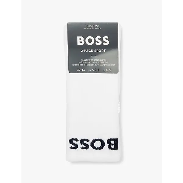 BOSS Branded Cotton-blend Socks Pack - White