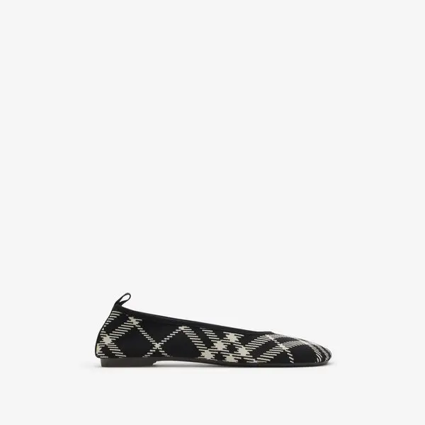 Burberry Check Knit Ballerinas - Black/calico Beige