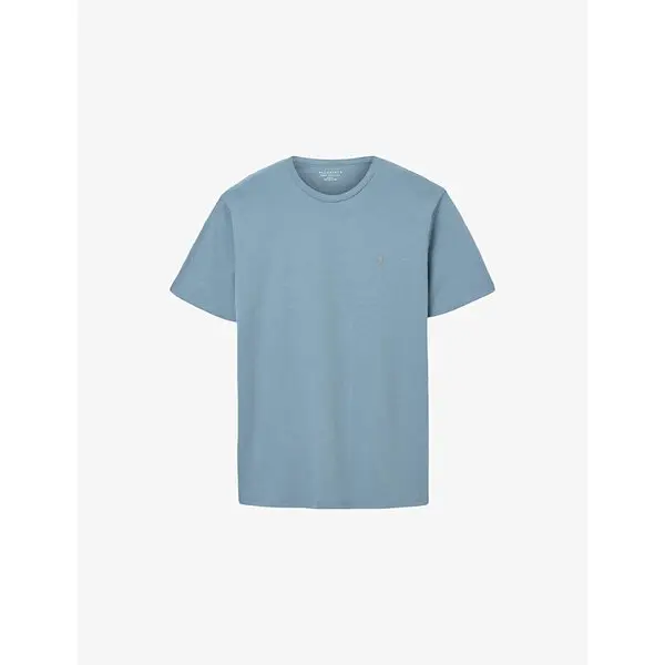 ALLSAINTS Brace Logo-embroidered Cotton-jersey T-shirt - Misty Blue