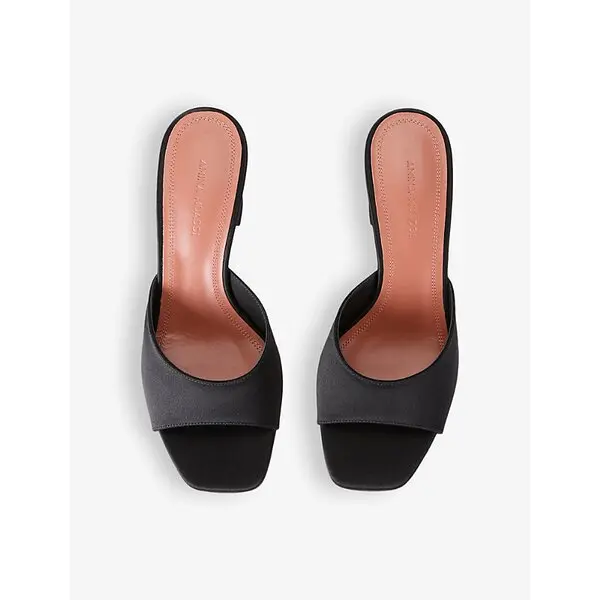 Amina Muaddi Lupita 70 Suede Heeled Mules - Black
