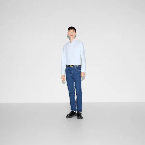 Gucci Striped Cotton Poplin Shirt - White