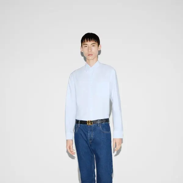 Gucci Striped Cotton Poplin Shirt - White