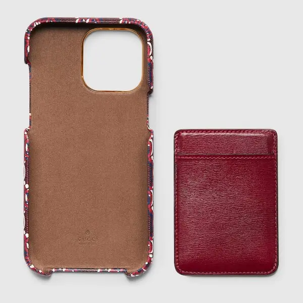 Gucci Case For Iphone 15 Pro Max With Gg Shadow Gg Canvas - Red