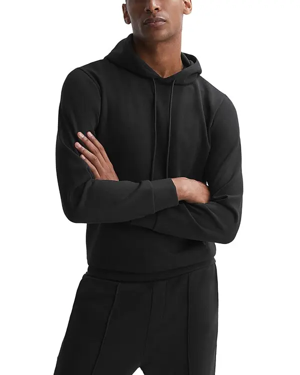 REISS Fabien Interlock Hoodie - Black