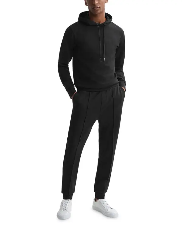 REISS Fabien Interlock Hoodie - Black