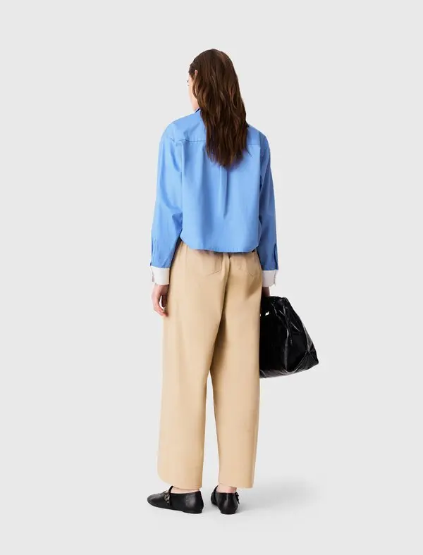 Maje Wide-leg Cotton Gabardine Trousers - Light Beige
