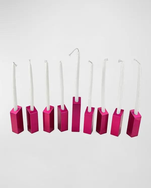 JOY STEMBER METAL ARTS STUDIO Leah Menorah - Pink Powdercoated Aluminum