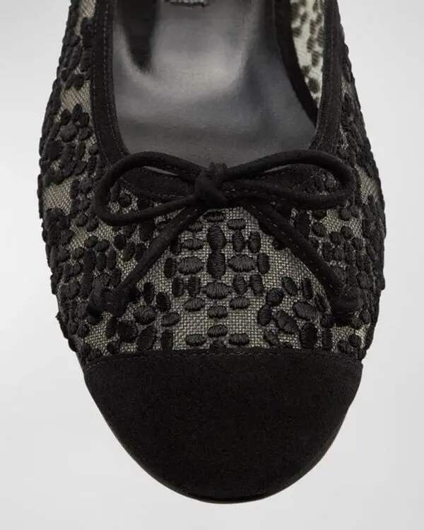 Manolo Blahnik Capbal Lace Cap-toe Ballerina Flats